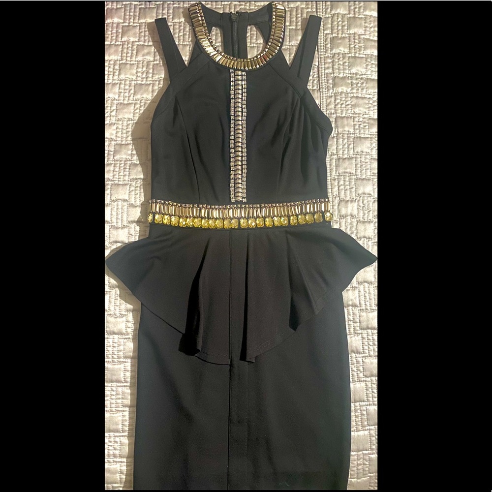 Bebe Peplum Cocktail Dress - Gem